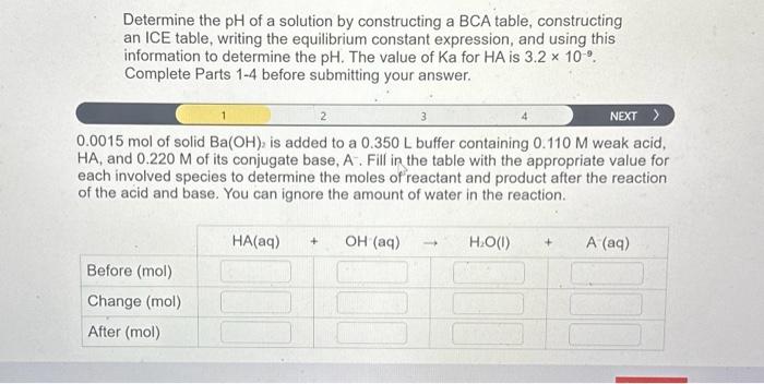 Solved Determine the pH of a solution by constructing a BCA | Chegg.com