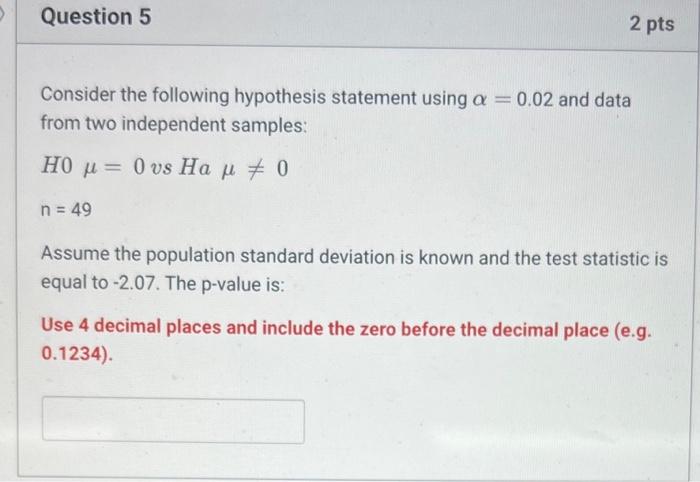Consider the following hypothesis statement using | Chegg.com