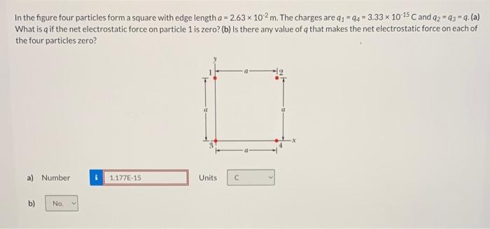 Solved In the figure four particles form a square with edge | Chegg.com