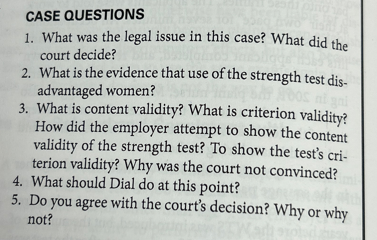 Solved CASE QUESTIONSWhat was the legal issue in this case? | Chegg.com