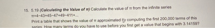 Solved 15. 5.19 (Calculating the value of Tr) Calculate the | Chegg.com