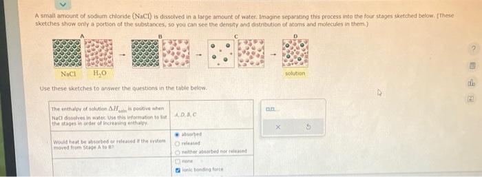 Solved A smali amount of sodmum chioride (NaCl) is dissolved | Chegg.com