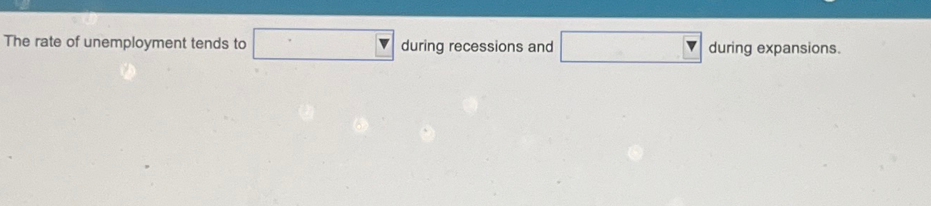 Solved The rate of unemployment tends to during recessions | Chegg.com