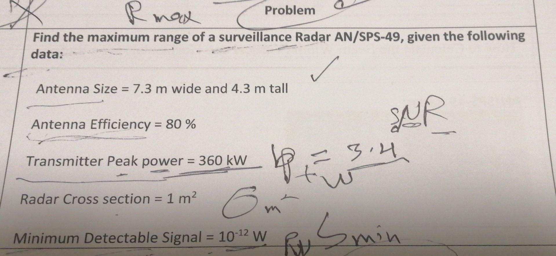 Solved Find the maximum range of a surveillance Radar | Chegg.com