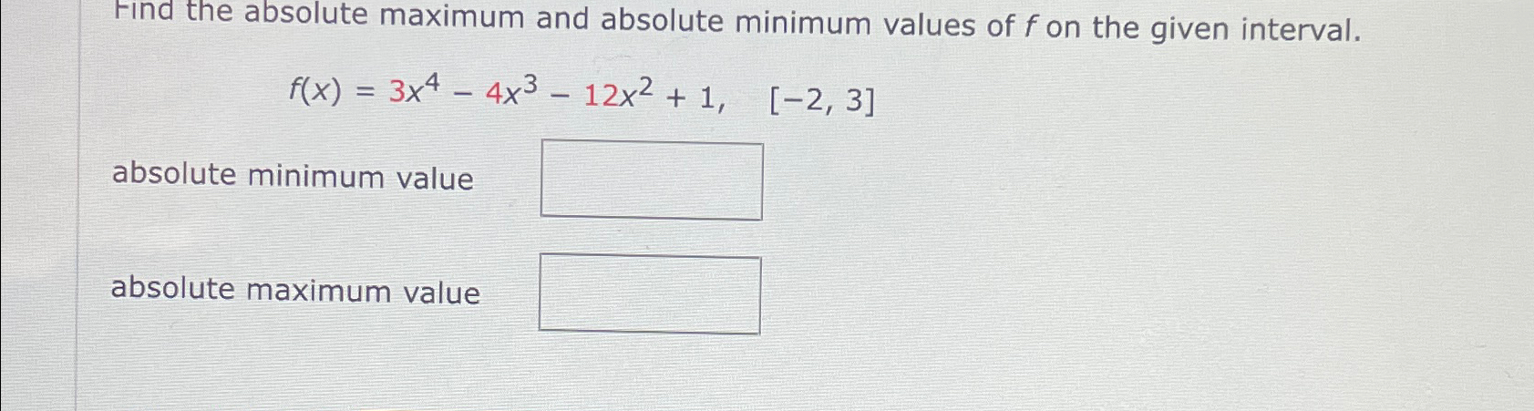 Solved Find the absolute maximum and absolute minimum values | Chegg.com