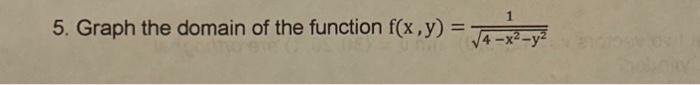 Solved 5. Graph the domain of the function f(x,y)=4−x2−y21 | Chegg.com