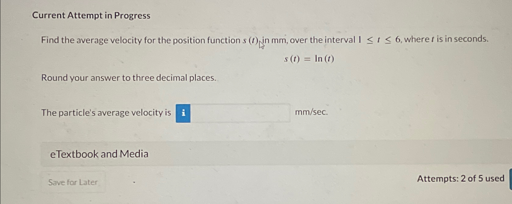 Solved Current Attempt in ProgressFind the average velocity | Chegg.com