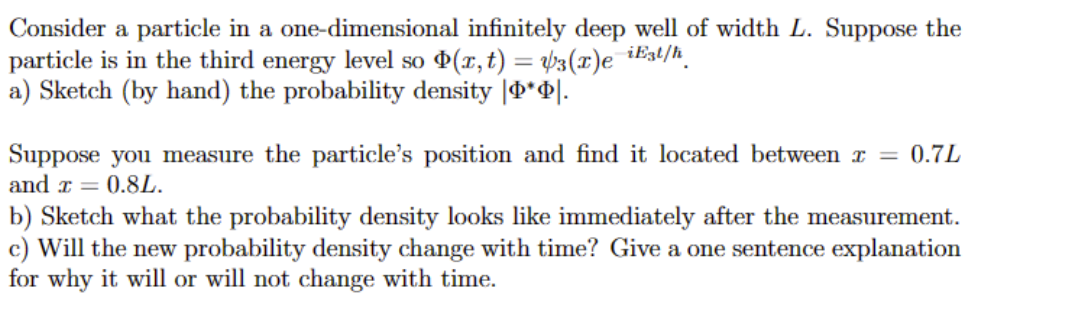 Consider a particle in a one-dimensional infinitely | Chegg.com