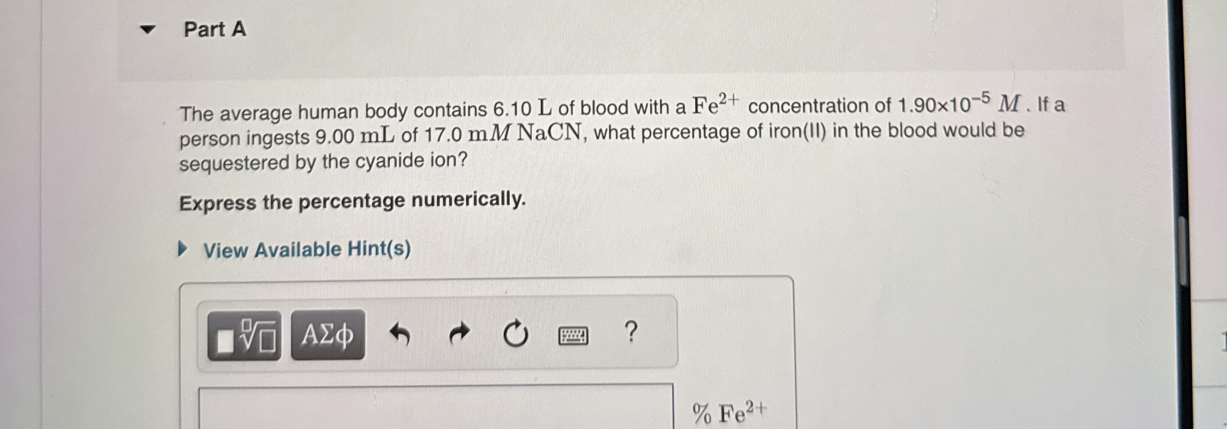 Solved Part AThe average human body contains 6.10 ﻿L of | Chegg.com