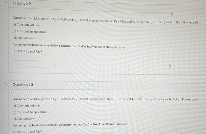 Solved One mole of an ideal gas with \\( C_{p}-\\left(7 / 2, | Chegg.com