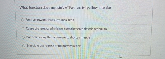 Solved What function does myosin's ATPase activity allow it | Chegg.com