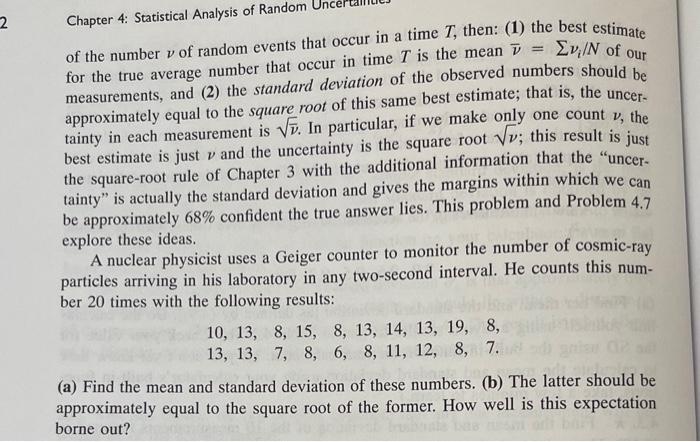 Solved Chapter 4: Statistical Analysis of Randof estimate of | Chegg.com