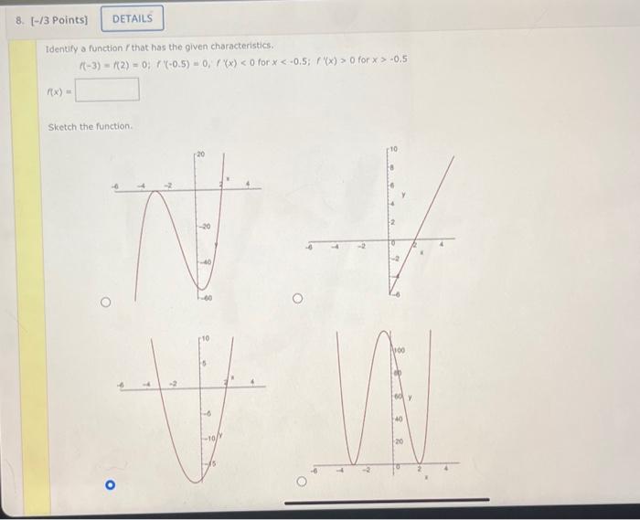 Solved Identify of function f that has the given | Chegg.com
