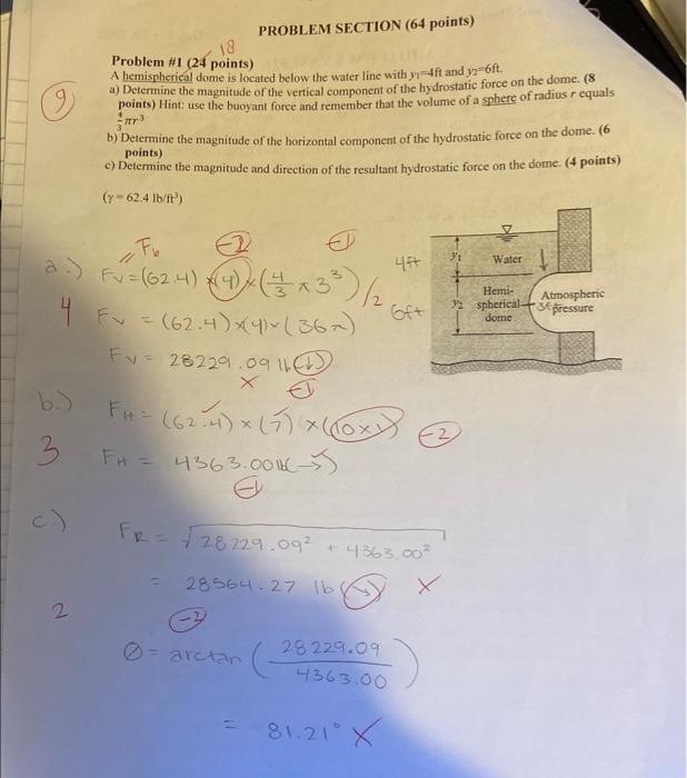 Solved Problem #1 (24 points) A hemispherical dome is | Chegg.com Solved Problem #1 (24 points) A hemispherical dome is | Chegg.com