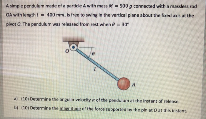 Solved A simple pendulum made of a particle A with mass M = | Chegg.com
