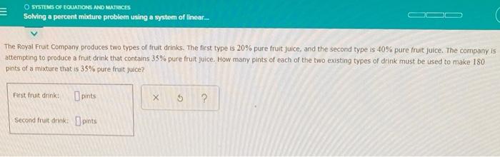 Solved OSYSTEMS OF EQUATIONS AND MATRICES Solving a percent | Chegg.com