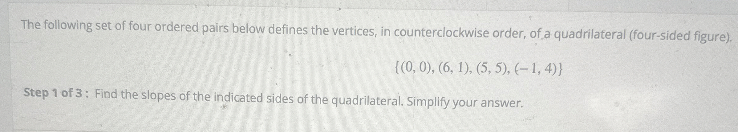 Solved The following set of four ordered pairs below defines | Chegg.com