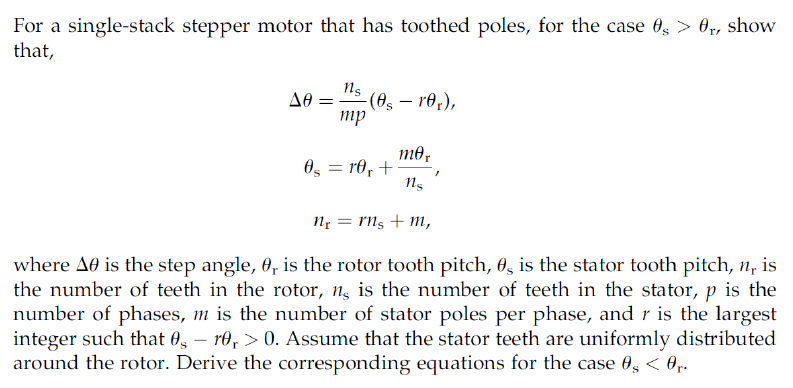 Solved For a single-stack stepper motor that has toothed | Chegg.com