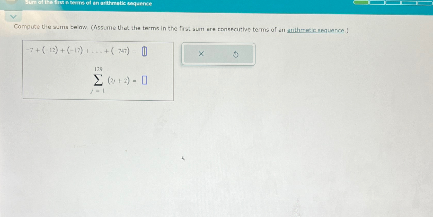 Solved Sum of the first n ﻿terms of an arithmetic | Chegg.com