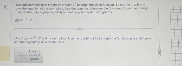 Solved Use transformations of the graph of f(x)=3x to graph | Chegg.com