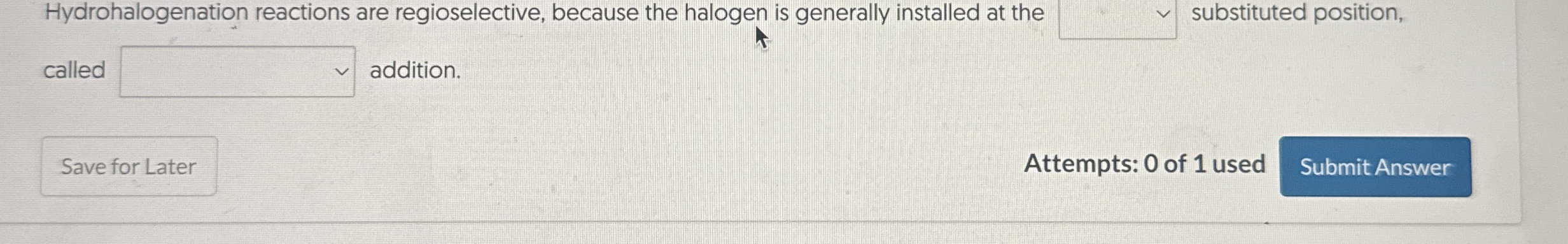 Solved Hydrohalogenation reactions are regioselective, | Chegg.com