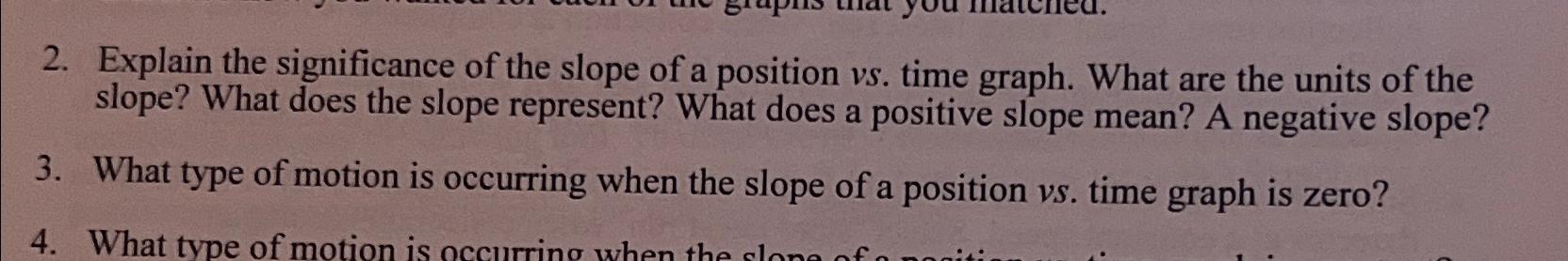 Solved Explain the significance of the slope of a position | Chegg.com