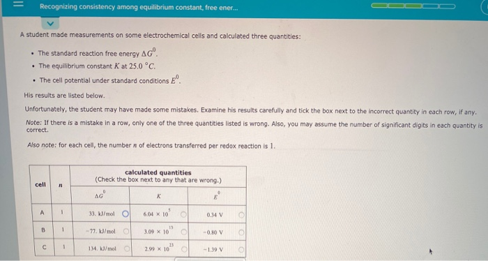 Solved Recognizing consistency among equilibrium constant, | Chegg.com