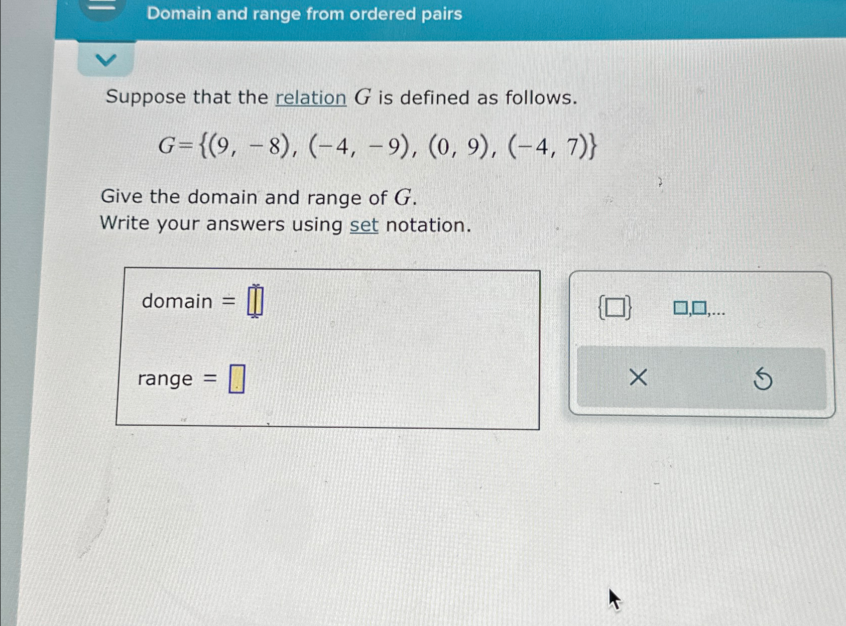 Domain and range from ordered pairsSuppose that the | Chegg.com