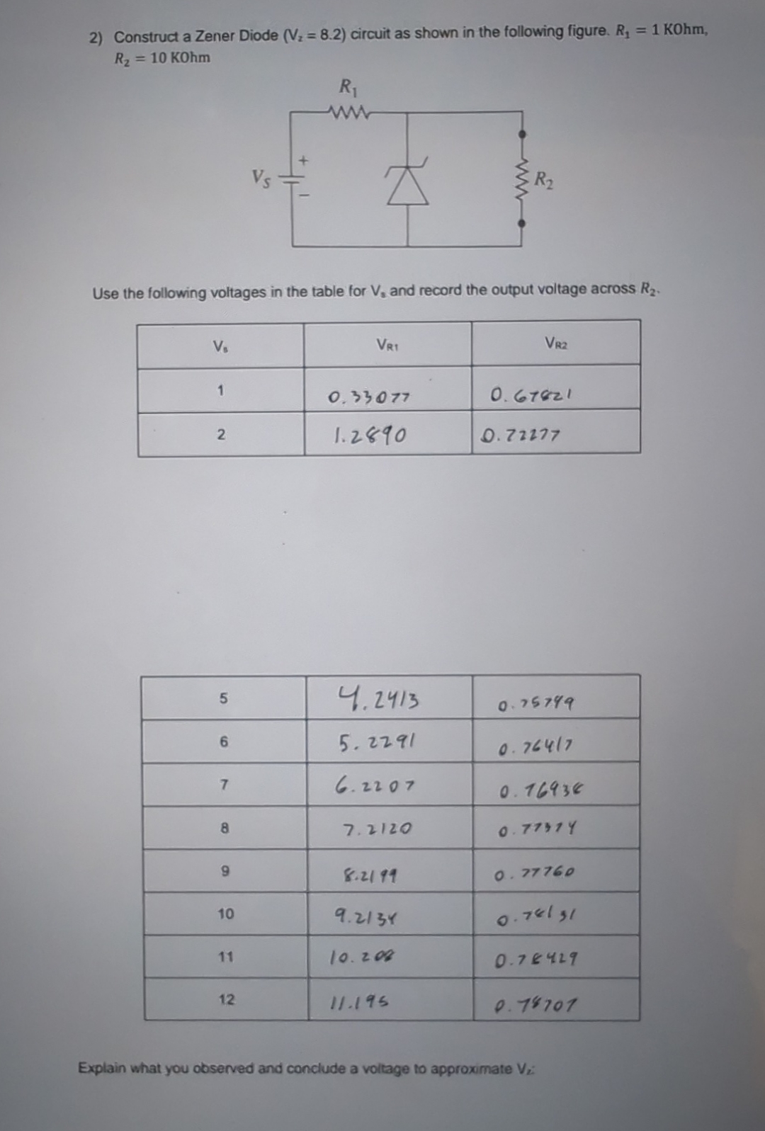 Solved Construct a Zener Diode )=(8.2 ﻿circuit as shown in | Chegg.com