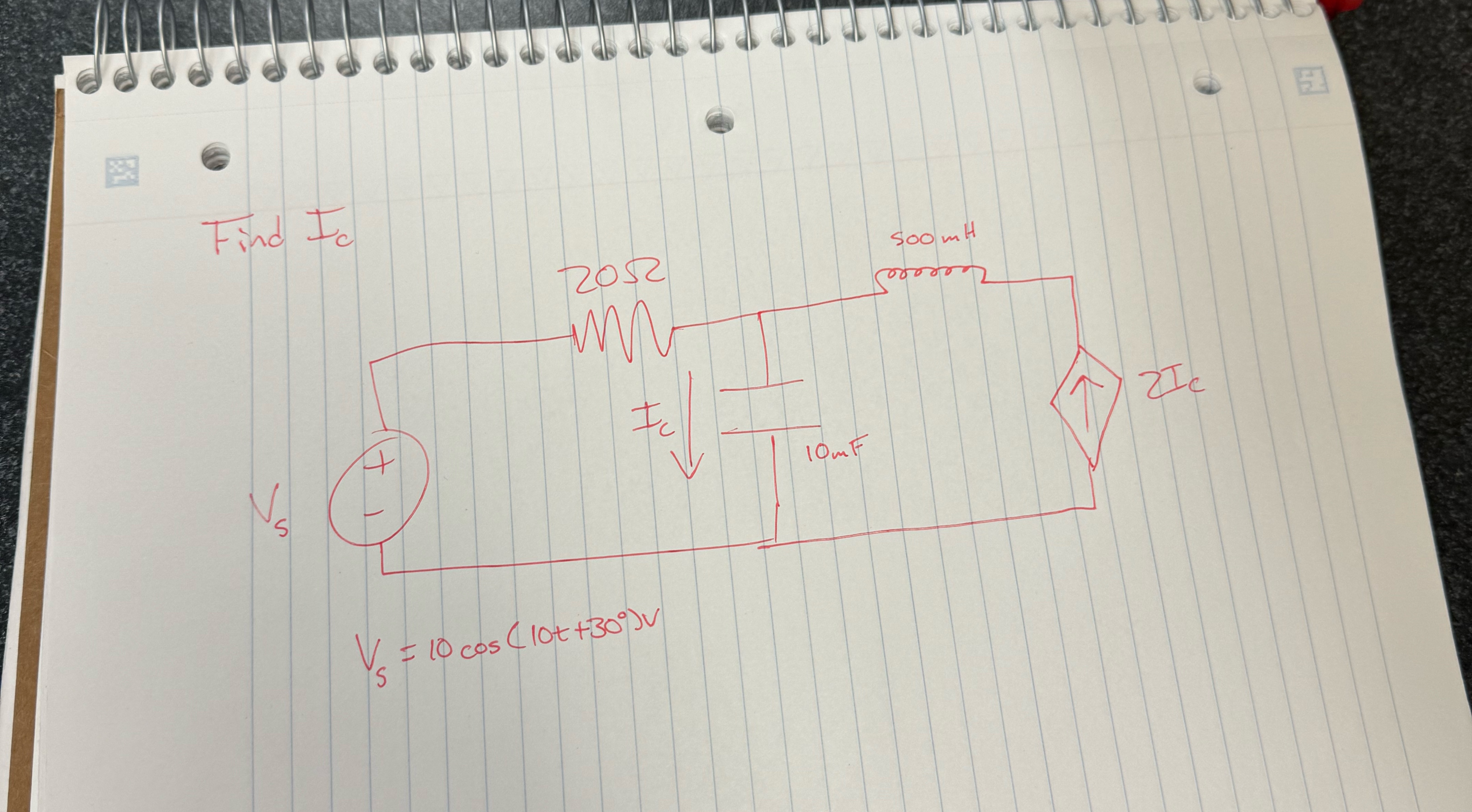 Solved Find Ic ﻿In both time and phaskr domain using kvl kcl | Chegg.com