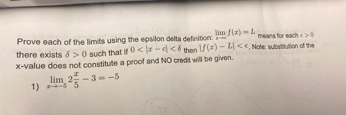Solved Prove each of the limits using the epsilon delta | Chegg.com