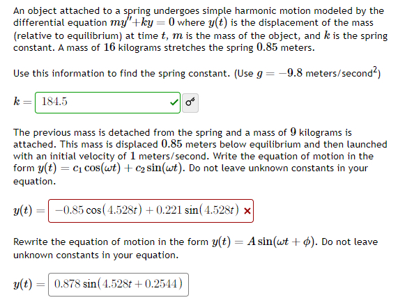 Solved An object attached to a spring undergoes simple | Chegg.com