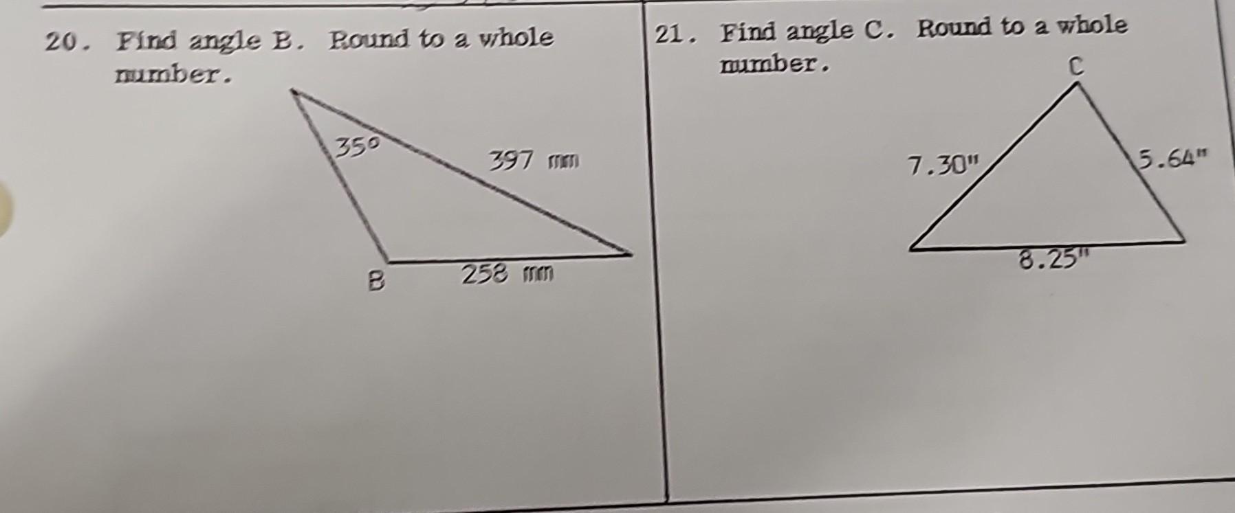 19. Find side " t ". Round to tenths.20. Find angle | Chegg.com