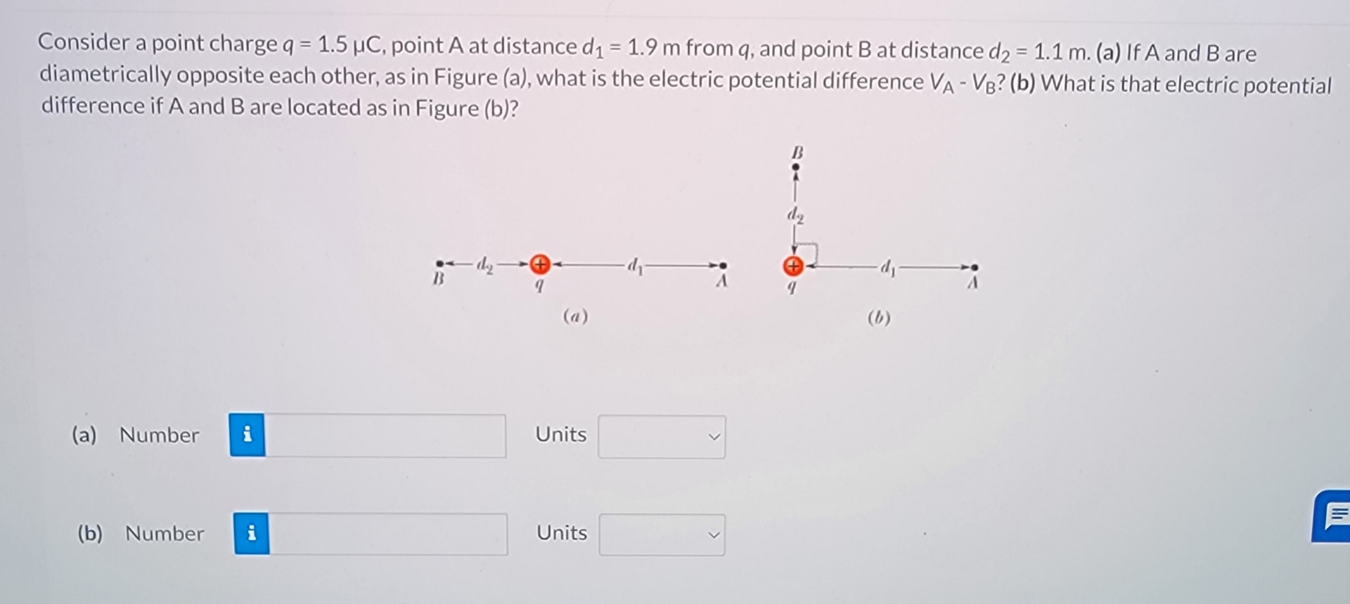 Solved Consider a point charge q=1.5μC, ﻿point A ﻿at | Chegg.com