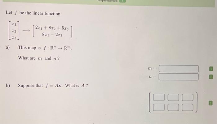 Solved Let f be the linear function | Chegg.com