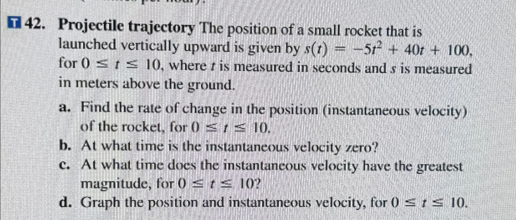 Solved IT 42. ﻿Projectile trajectory The position of a small | Chegg.com