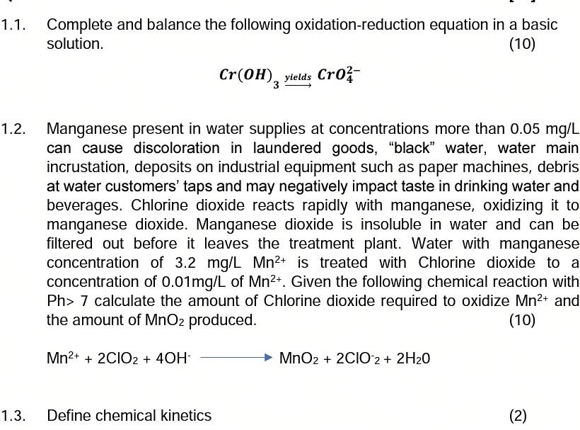 Solved 1.1. Complete and balance the following | Chegg.com