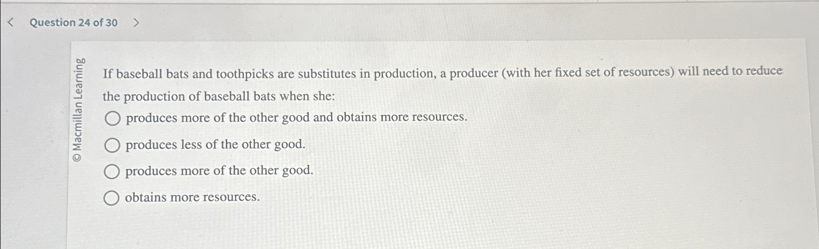 Solved Question 24 ﻿of 30If baseball bats and toothpicks are | Chegg.com