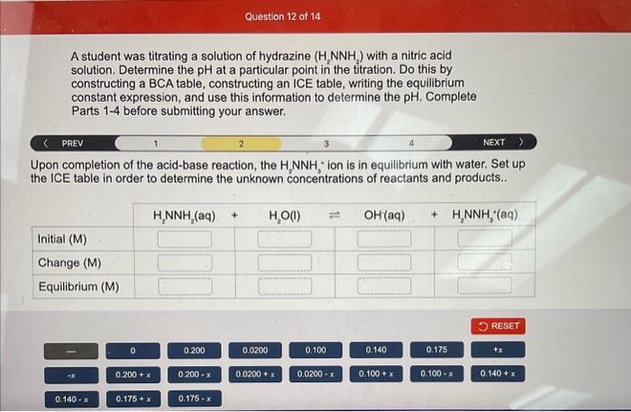 Solved A student was titrating a solution of hydrazine | Chegg.com