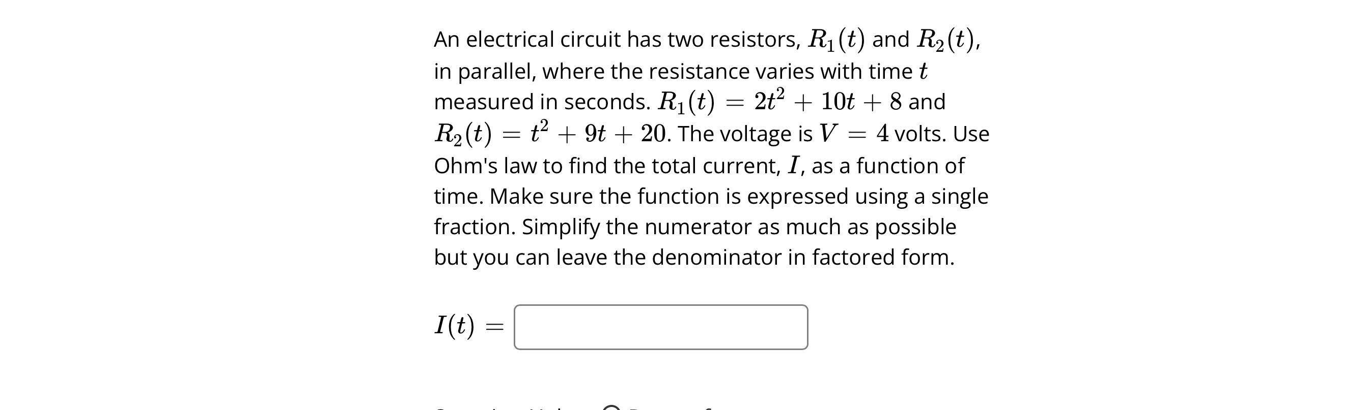 Solved An electrical circuit has two resistors, R1(t) ﻿and | Chegg.com