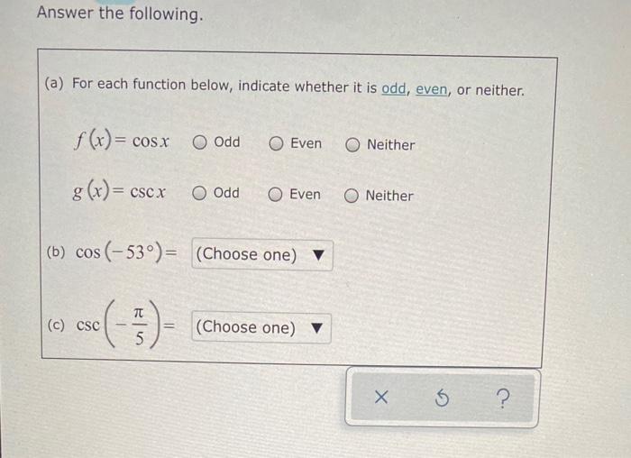 Solved Answer the following. (a) For each function below, | Chegg.com