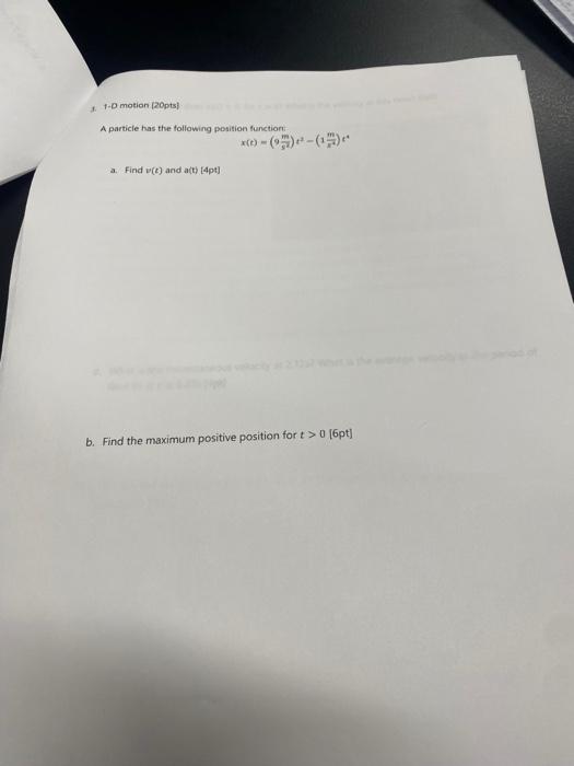 Solved A particle has the following position functiont | Chegg.com