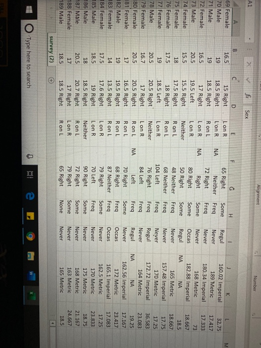 Solved S12. Work on the data set survey.csv. Suppose the | Chegg.com