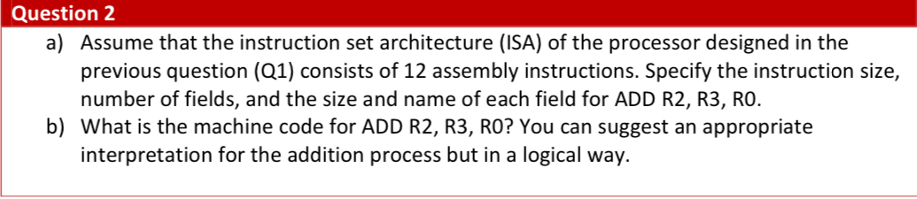 Solved Question 2a) ﻿Assume that the instruction set | Chegg.com