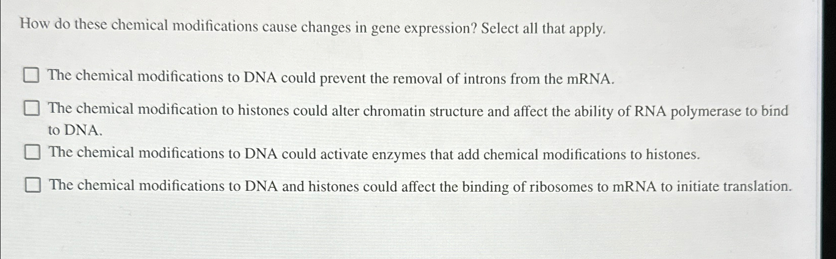 Solved How do these chemical modifications cause changes in | Chegg.com