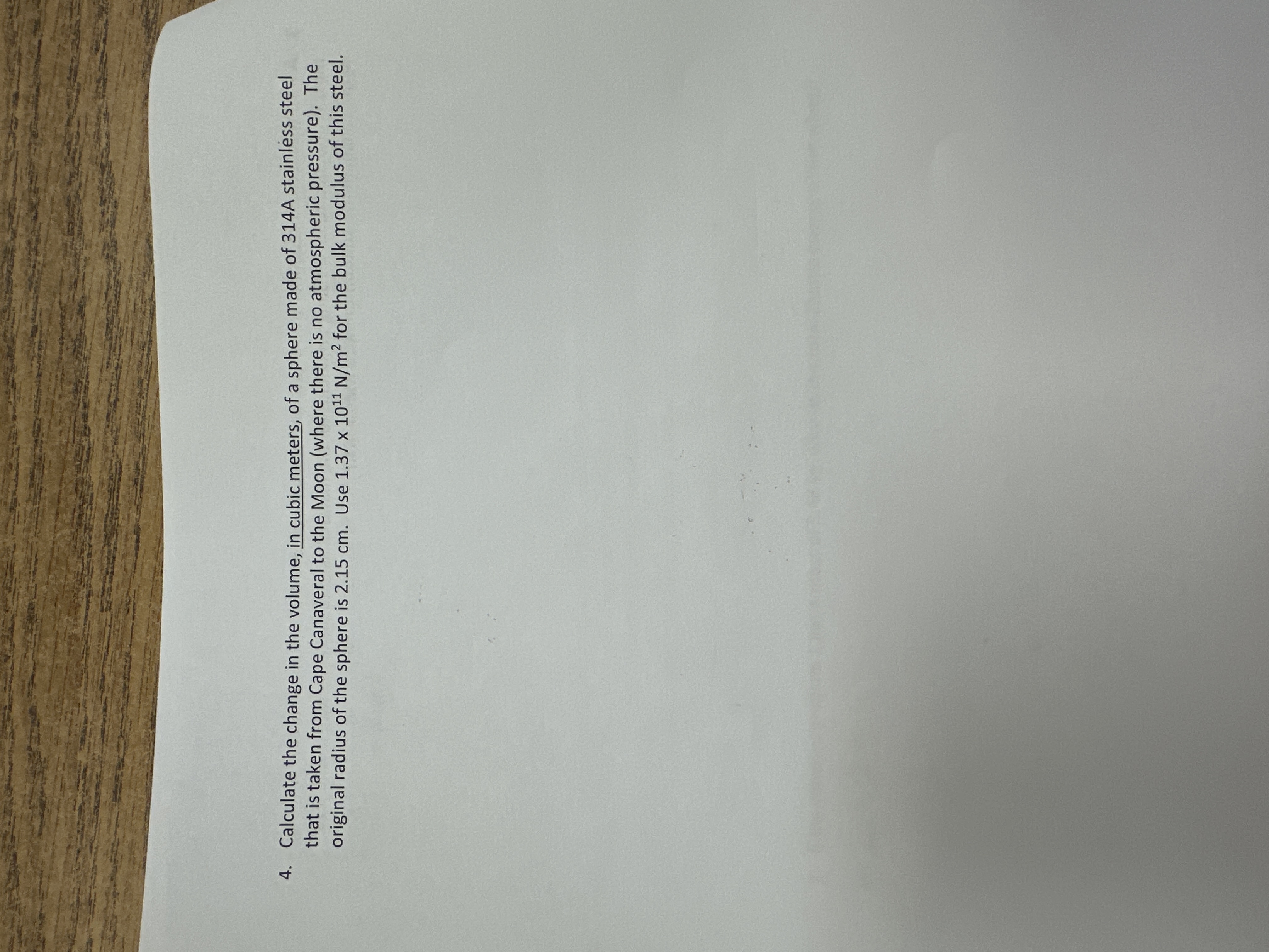 Solved Calculate the change in the volume, in cubic meters, | Chegg.com