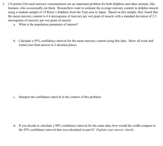 Solved 5. (10 points) Elevated mercury concentrations are an | Chegg.com
