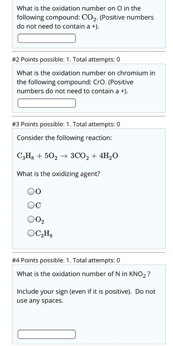 Solved What is the oxidation number on O in the following | Chegg.com