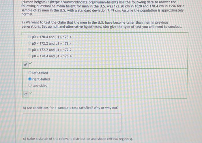 Solved (Human heights) : | Chegg.com