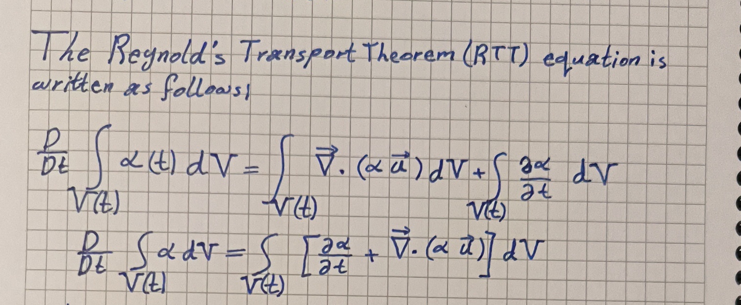 The Reynold's Transport Theorem (RTT) ﻿equation is | Chegg.com